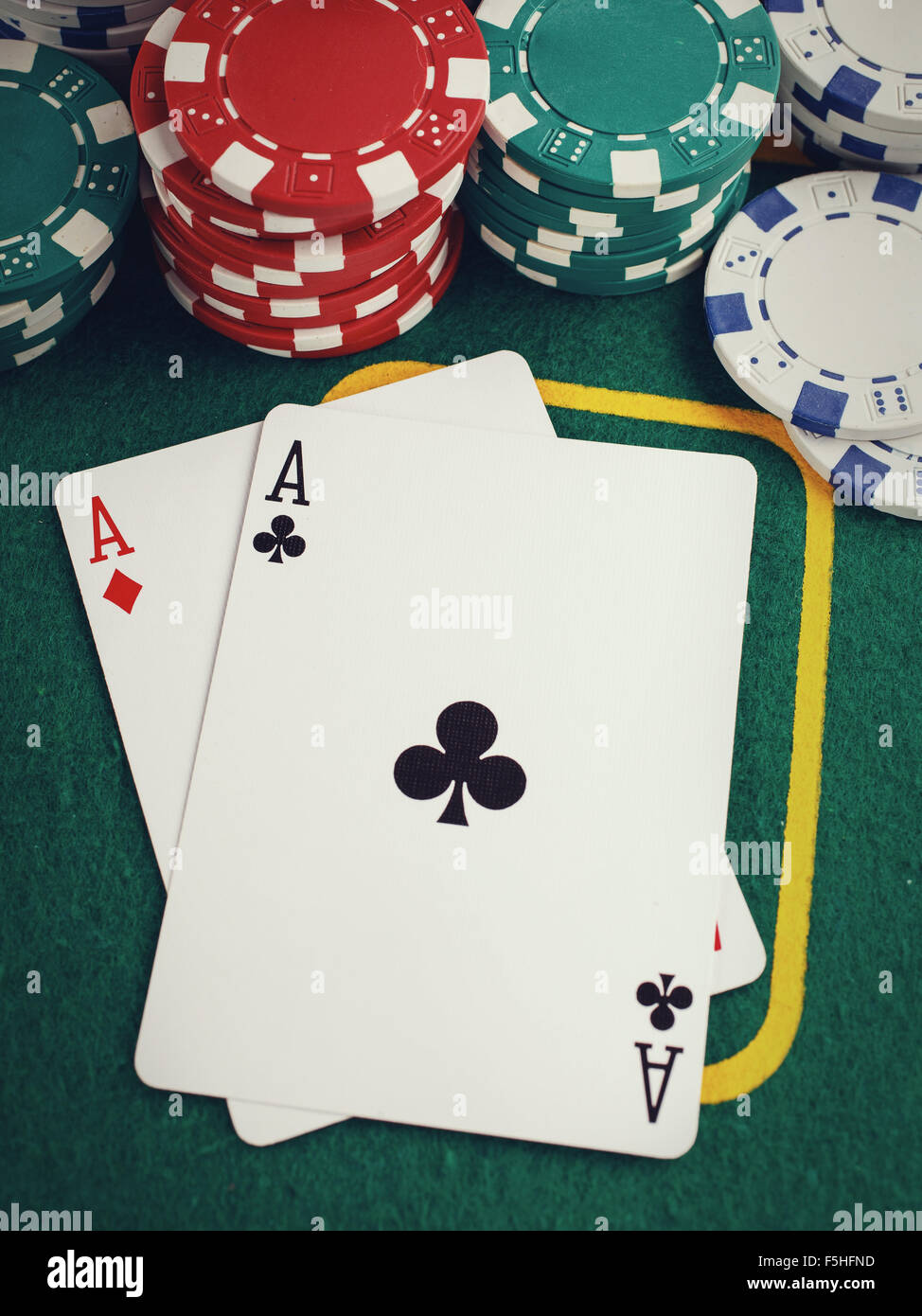 poker two aces Stock Photo - Alamy