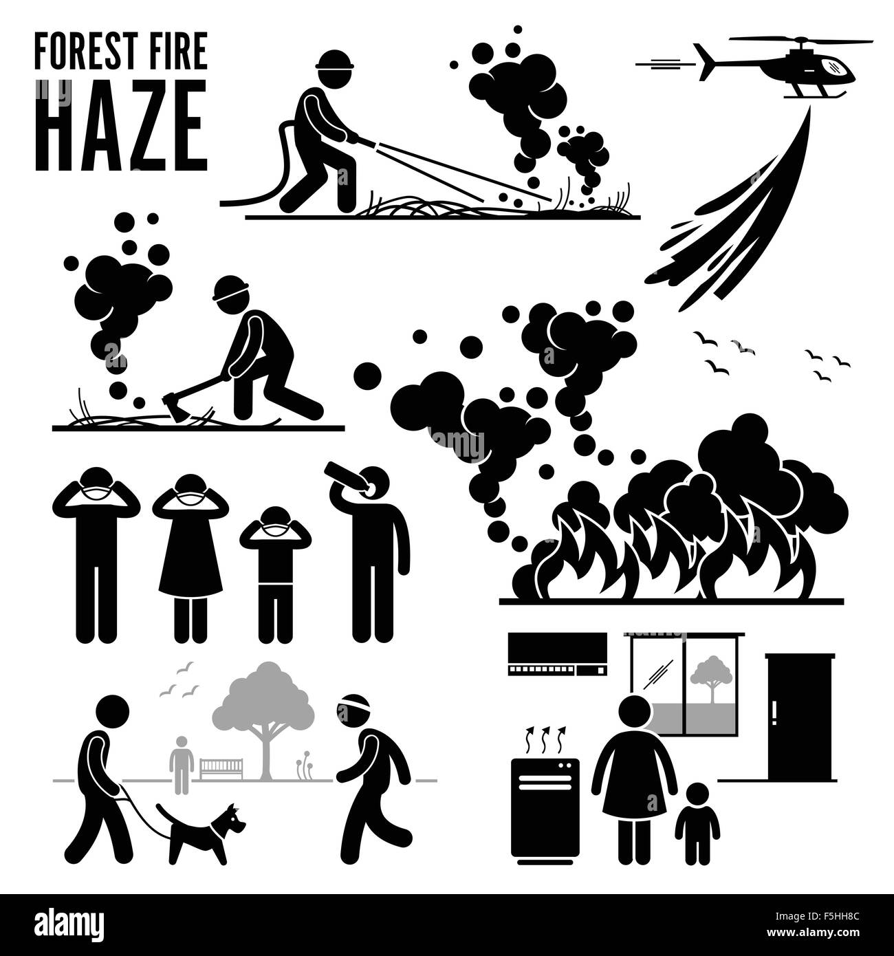 Fire smoke burning forest natural Cut Out Stock Images & Pictures - Alamy