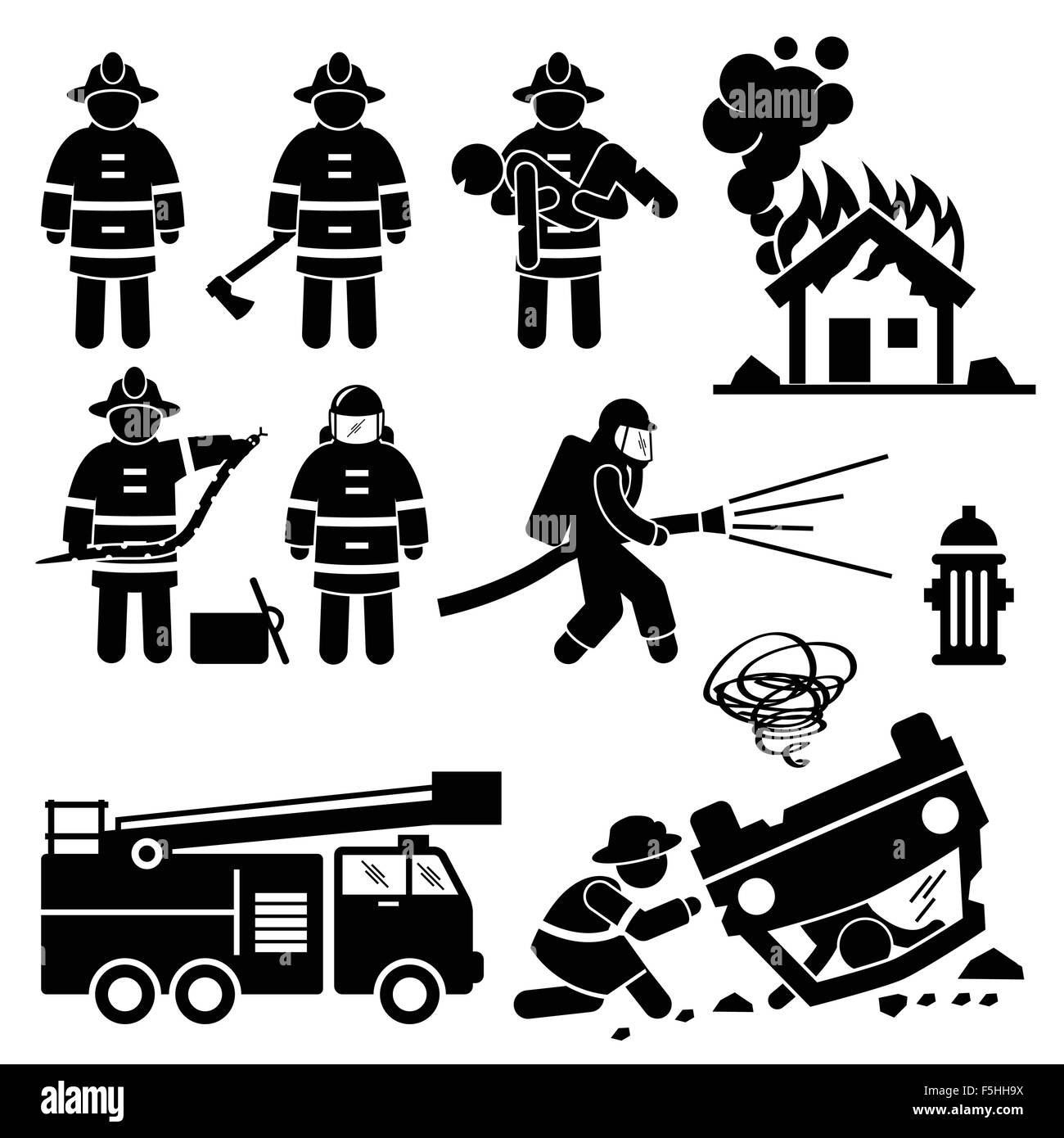 Human pictogram showing firemen on duty during fire Stock Vector Images ...