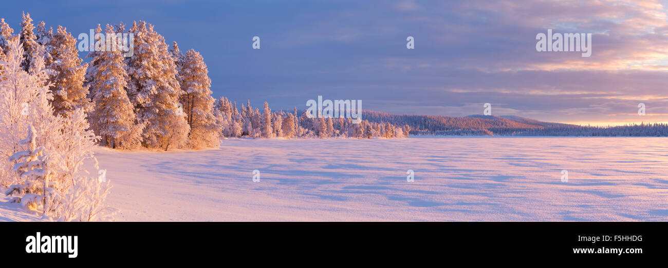A beautiful lake in Finnish Lapland in Winter. Photographed at ...