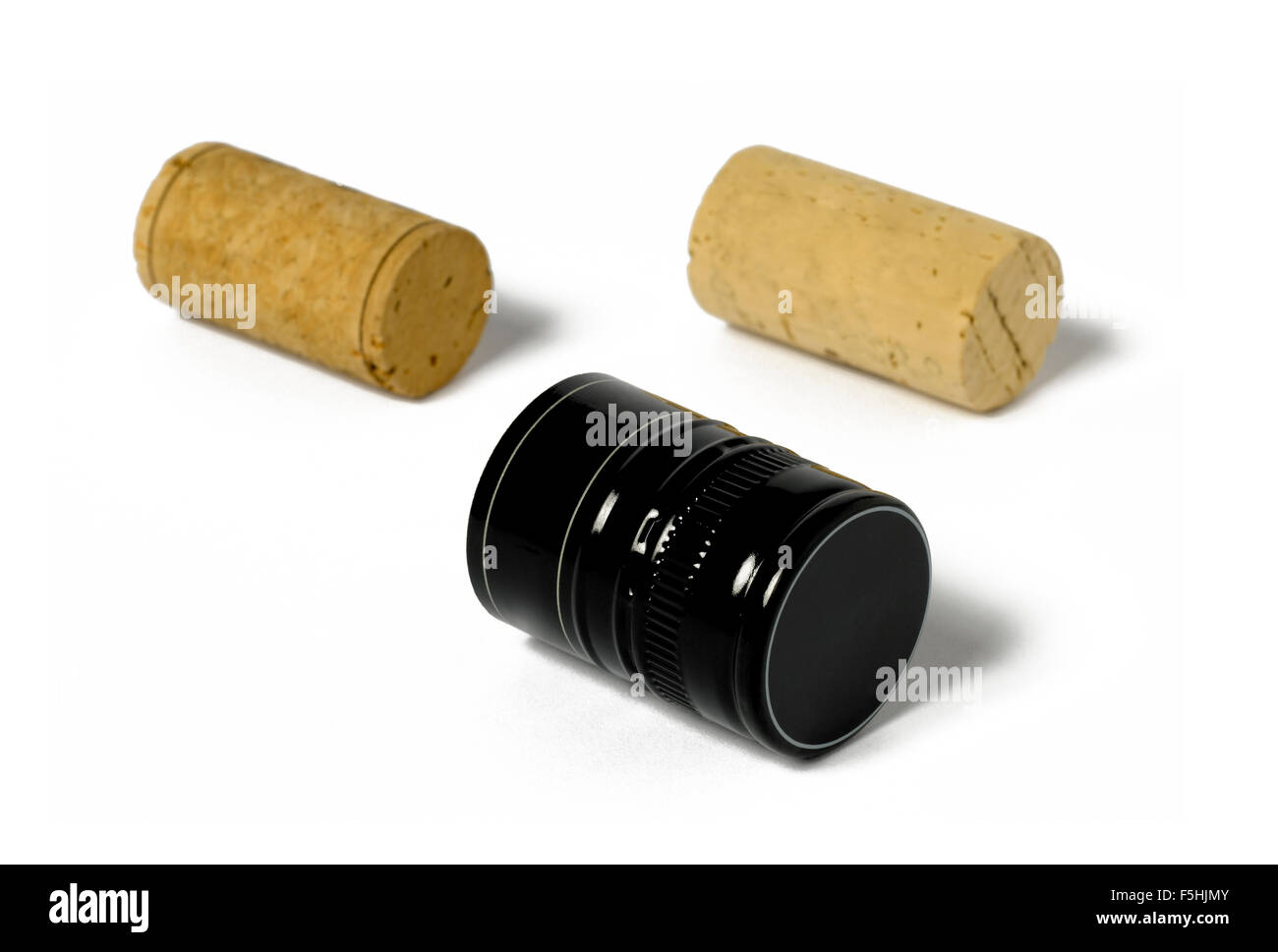 Different stoppers metal and corks isolated on white background Stock ...