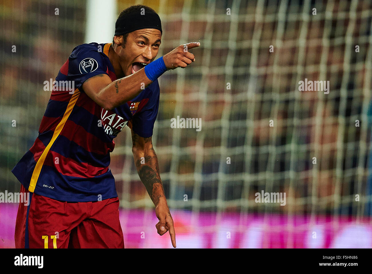 Neymar da Silva Jr (FC Barcelona) celebrates after scoring, during the ...
