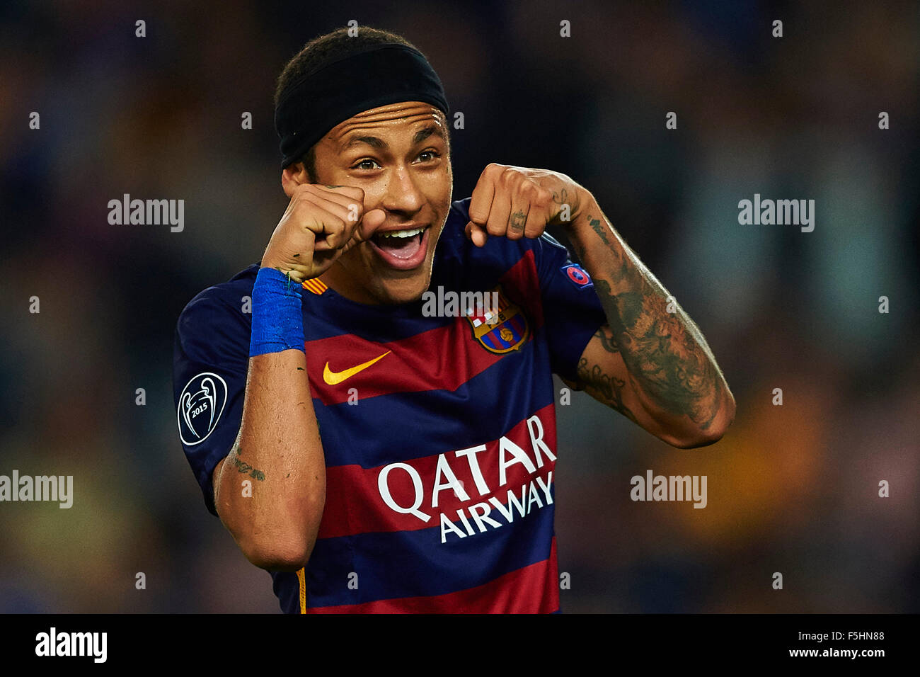 Neymar da Silva Jr (FC Barcelona) celebrates after scoring, during the ...