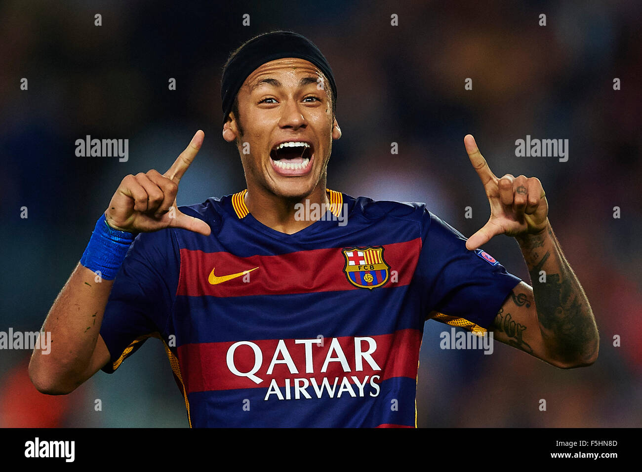 Neymar da Silva Jr (FC Barcelona) celebrates after scoring, during the ...