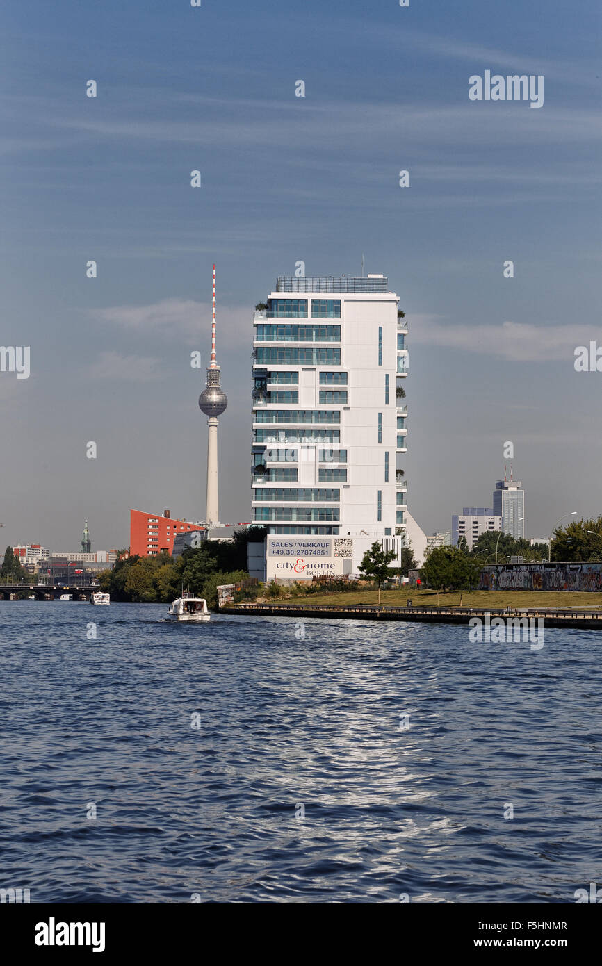 Berlin, Germany, overlooking the River Spree on the Living Levels House ...
