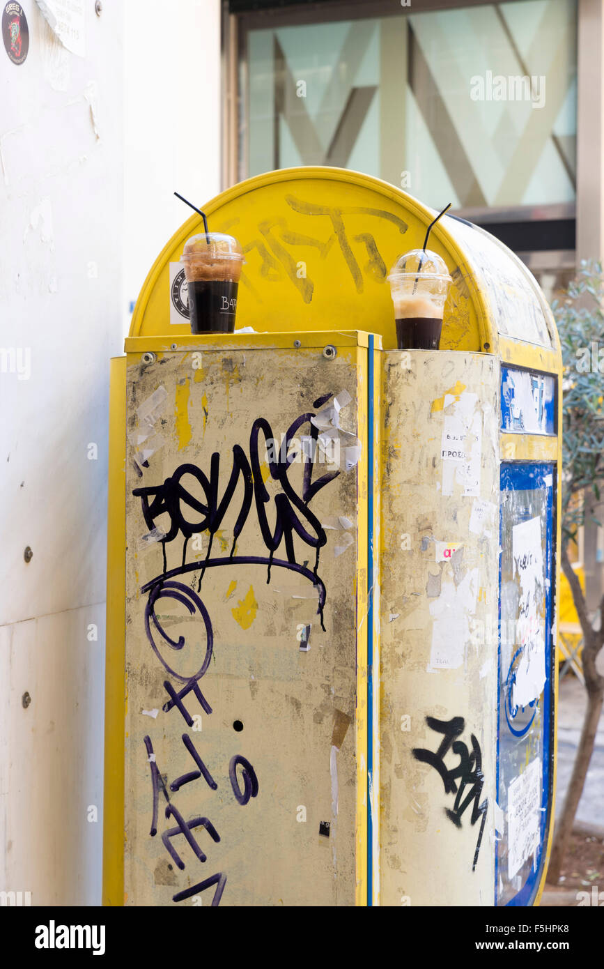 Greek telephone box hi-res stock photography and images - Alamy