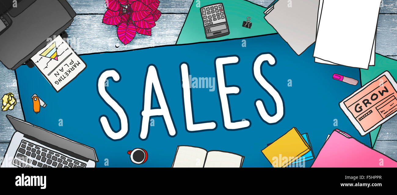 Sales Selling Accounting Income Money Concept Stock Photo - Alamy