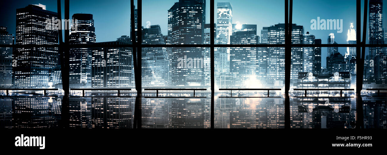 Modern NYC Interior Architecture Night Scene Concept Stock Photo - Alamy