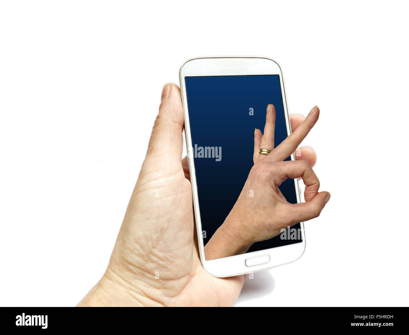 Computer screen hand coming out hi-res stock photography and images - Alamy