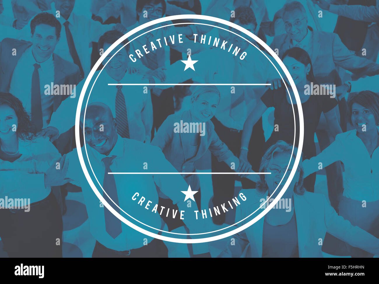 Diverse People Holding Hands Creative Thinking Badge Stock Photo - Alamy