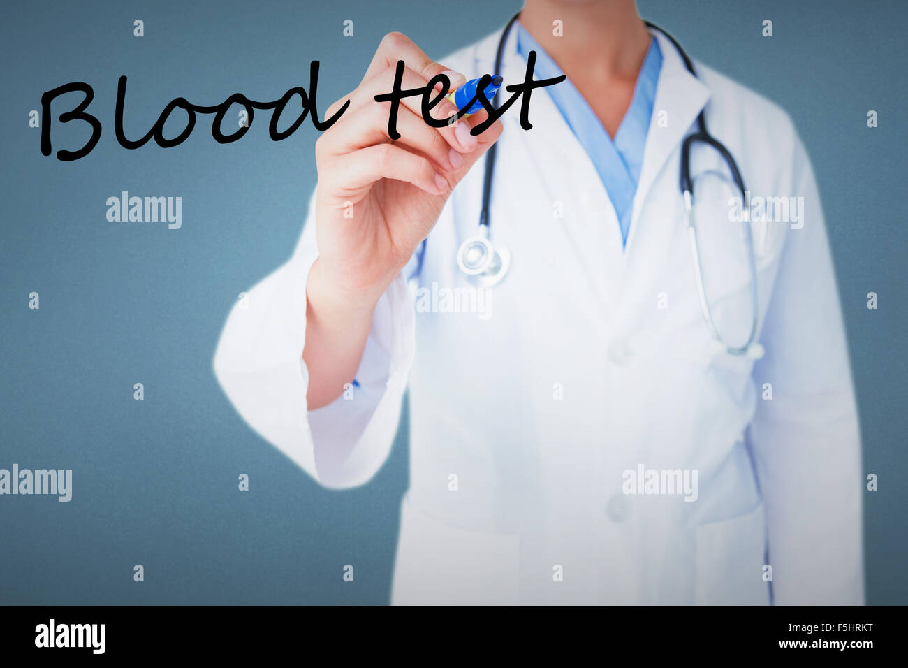 Blood test against blue background Stock Photo - Alamy