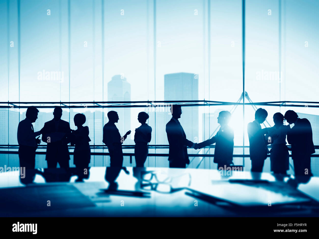 Silhouettes Business People Working Collaboration Concept Stock Photo ...