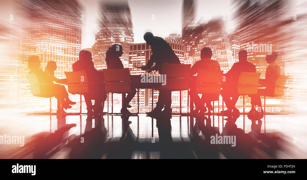 Business People Meeting Cityscape Professional Discussion Concept Stock ...