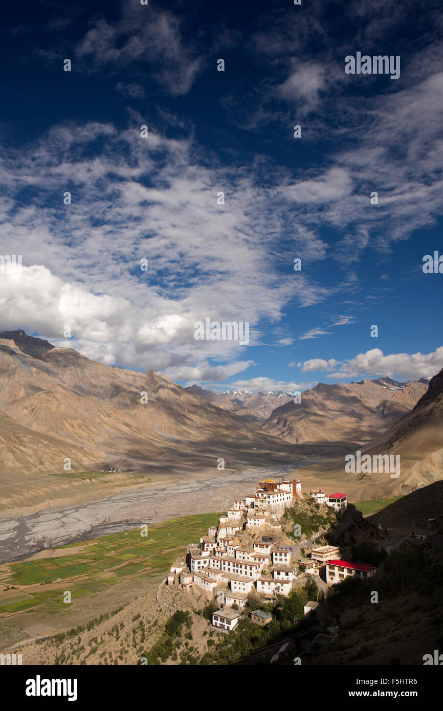 India, Himachal Pradesh, Spiti Valley, Key Monastery, hillside Buddhist ...