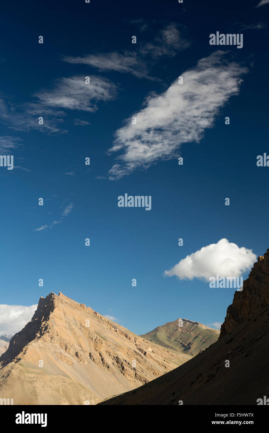 India, Himachal Pradesh, Spiti Valley, mountains around Key Monastery ...
