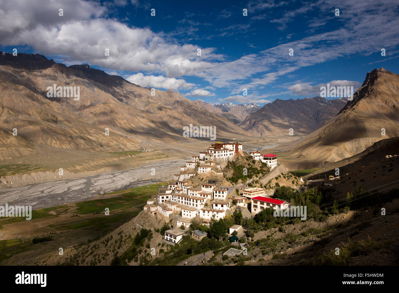 India, Himachal Pradesh, Spiti Valley, Key Monastery, hillside Buddhist ...