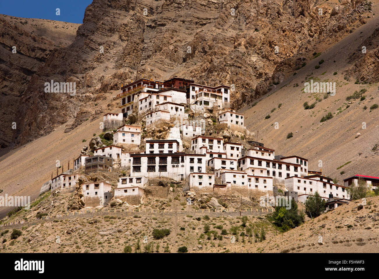 India, Himachal Pradesh, Spiti Valley, Key Monastery, hillside Buddhist ...