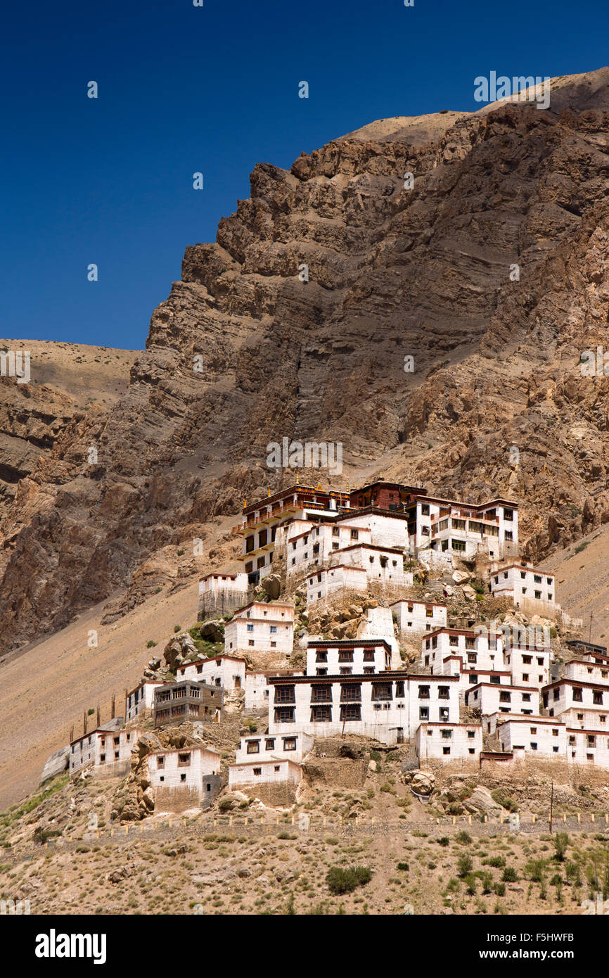 India, Himachal Pradesh, Spiti Valley, Key Monastery, hillside Buddhist ...
