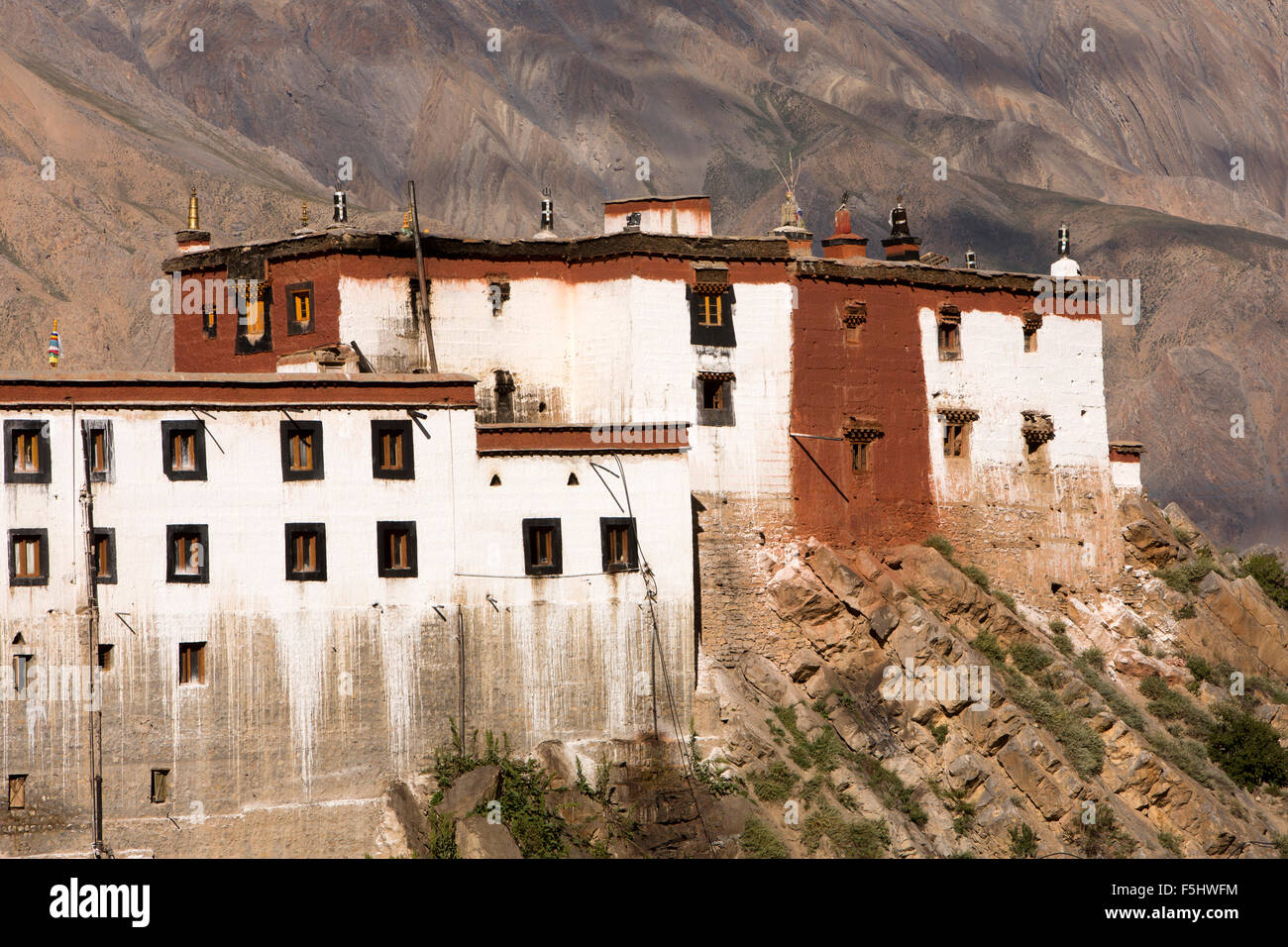 India, Himachal Pradesh, Spiti Valley, Key Monastery, hillside Buddhist ...