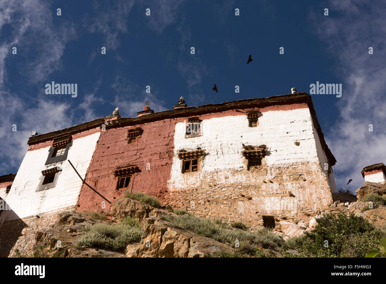 India, Himachal Pradesh, Spiti Valley, Key Monastery, hillside Buddhist ...