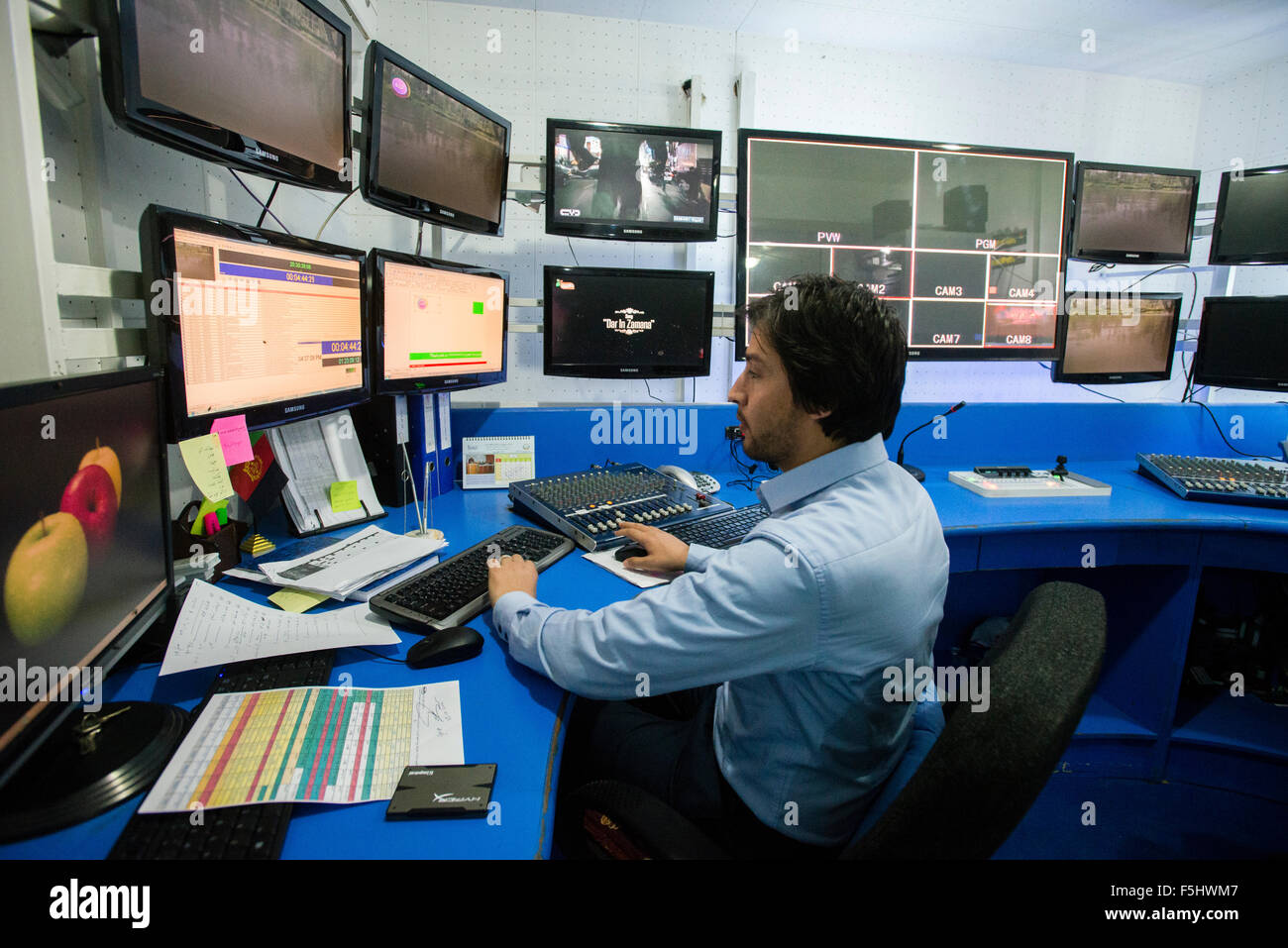 Broadcasting room in Arezo International Radio and TV channel, Mazar-i ...