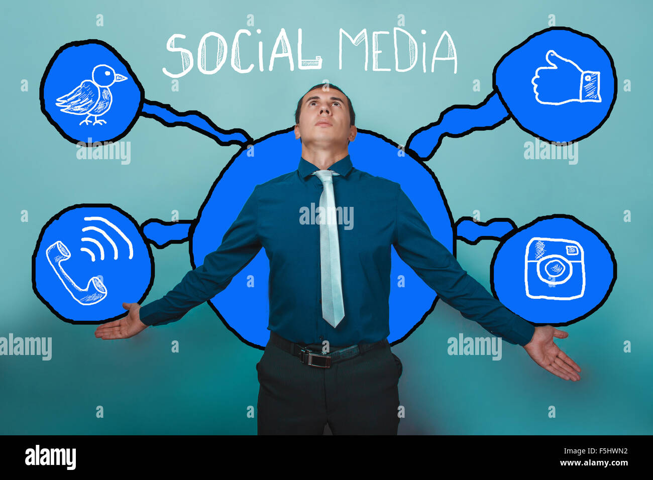 businessman man spread his arms out and looking up deification o Stock ...