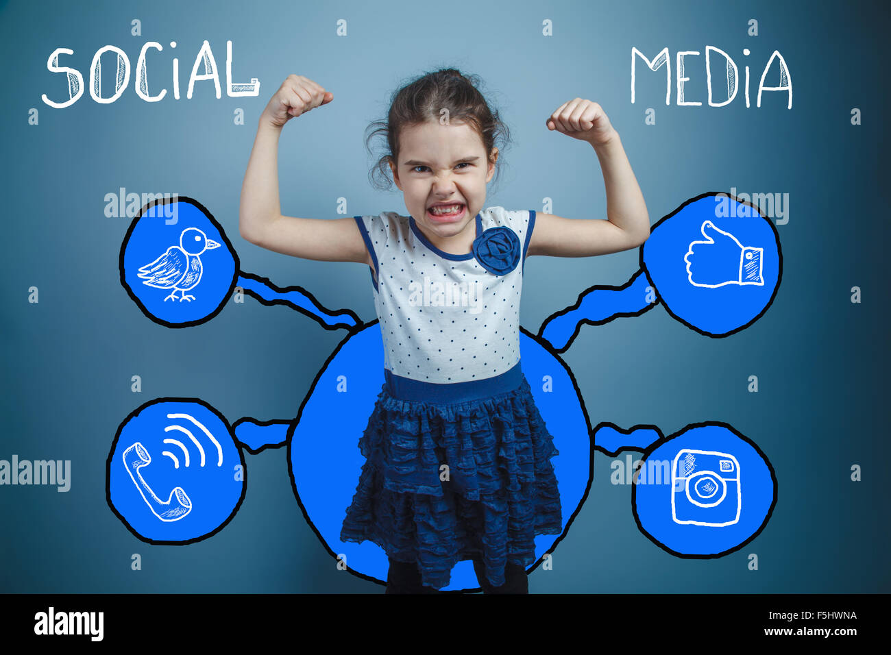 girl adolescence shows the power of social media infographics ha Stock ...