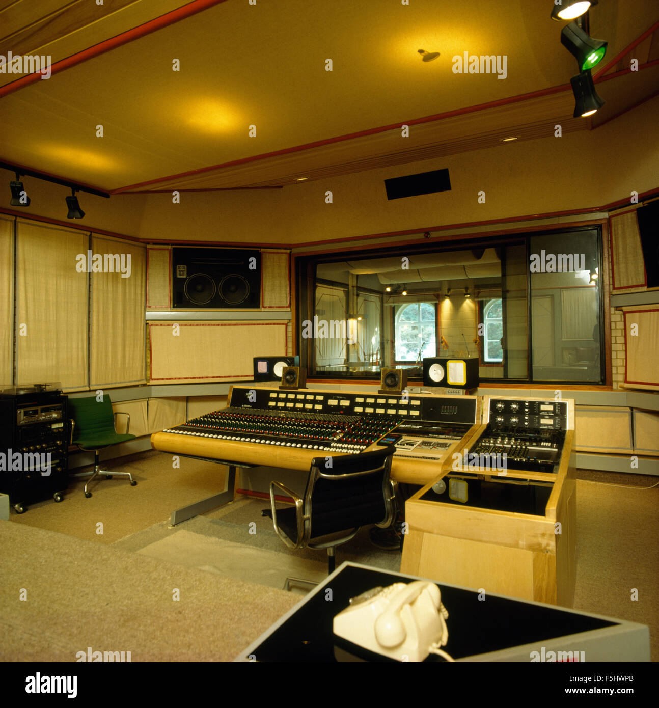 Keyboards in a seventies recording studio in a private house Stock ...