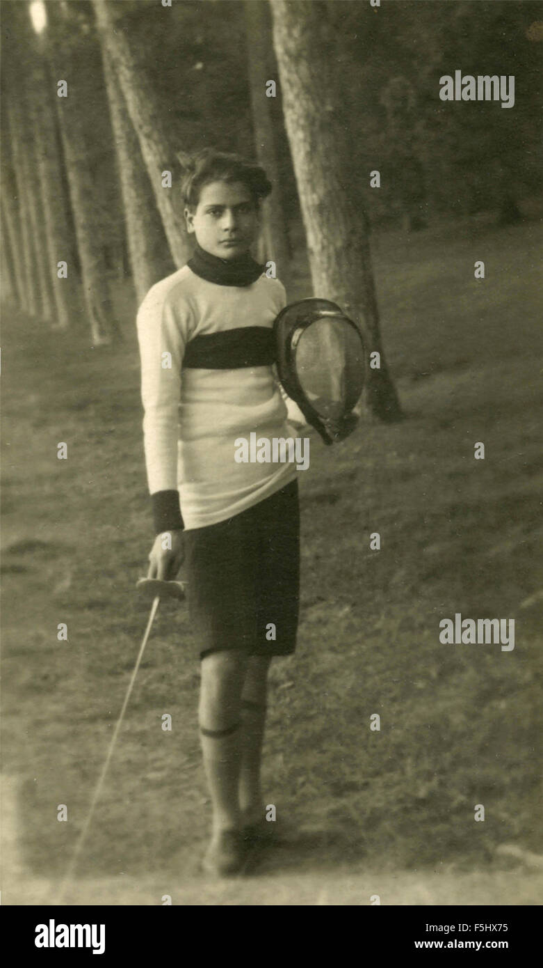 A little boy practicing fencing, Italy Stock Photo - Alamy