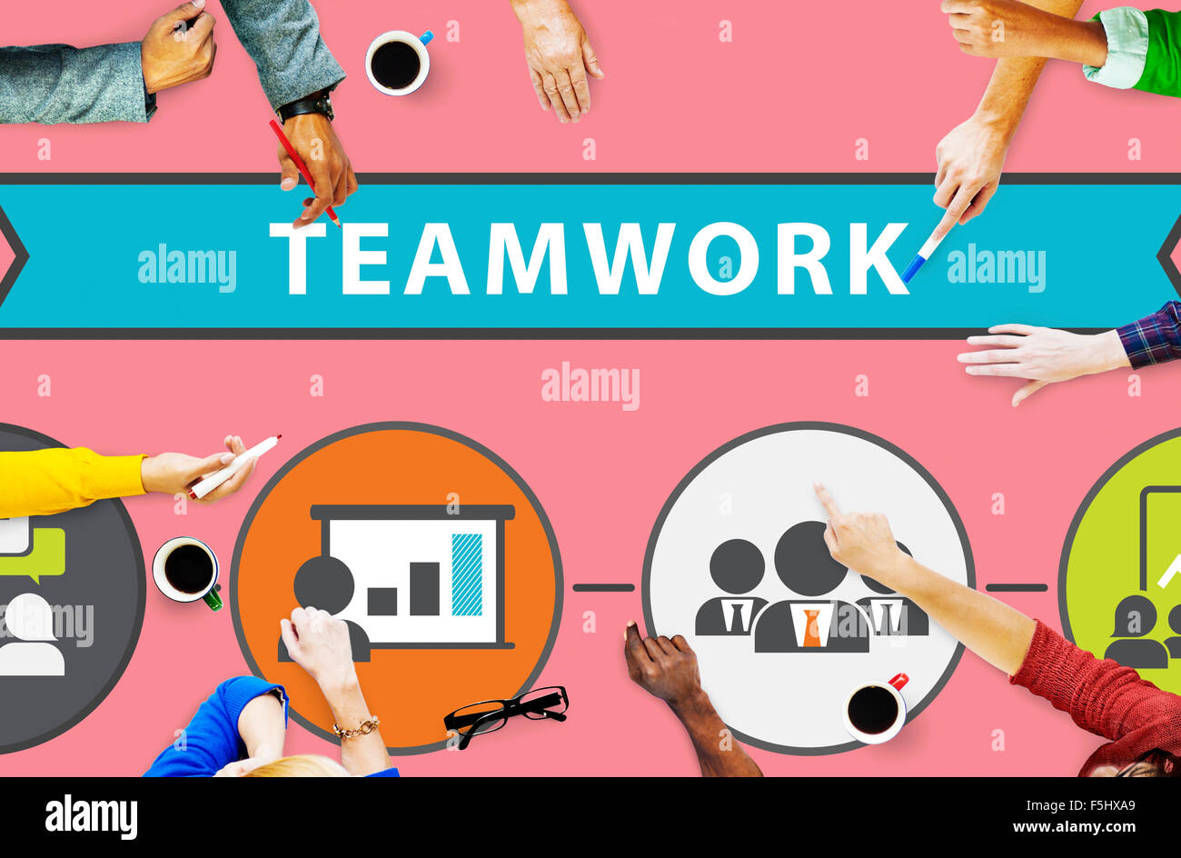 Teamwork Team Collaboration Connection Togetherness Unity Concept Stock ...