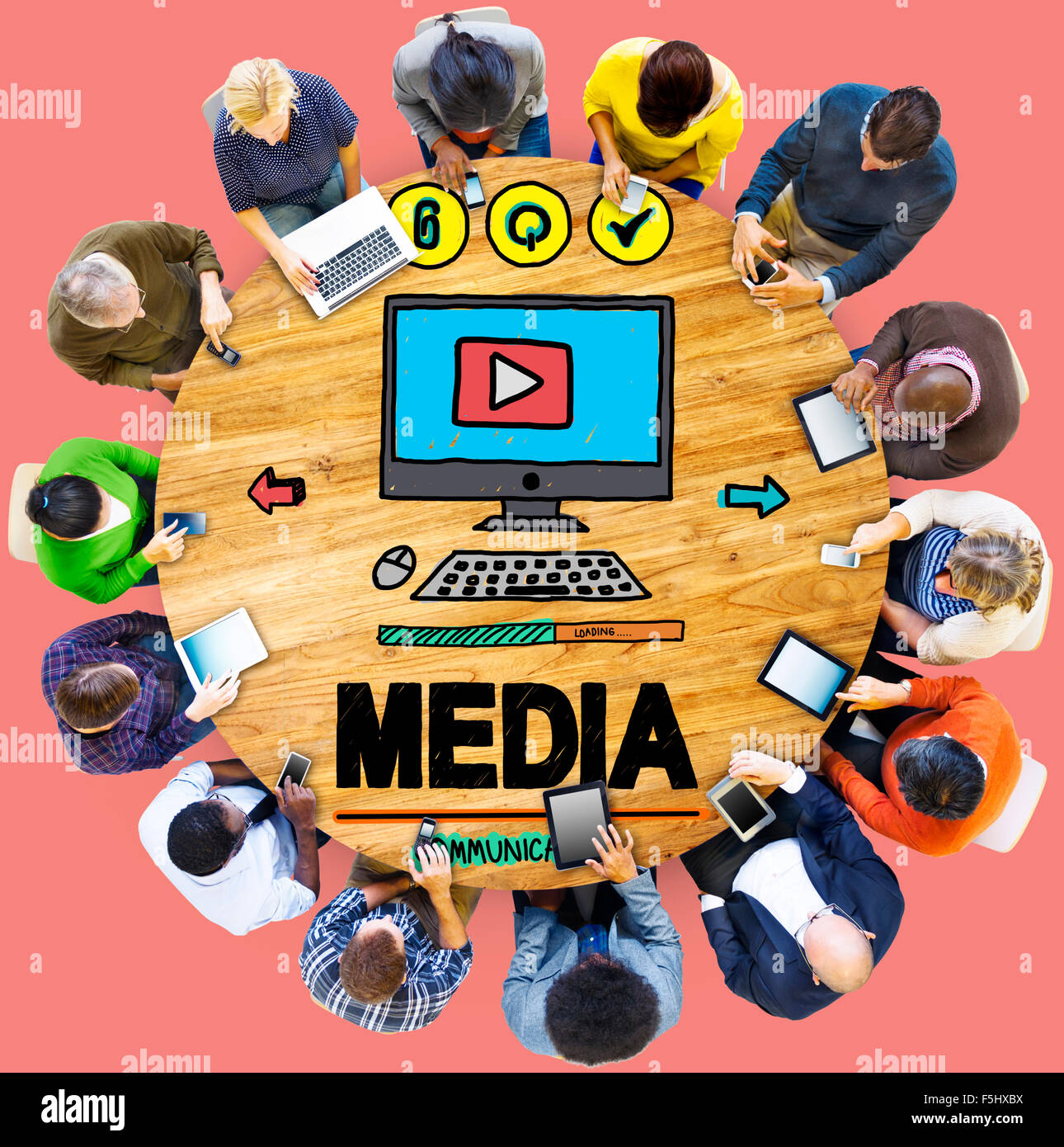Media Devices Mess Communication Multimedia Concept Stock Photo - Alamy