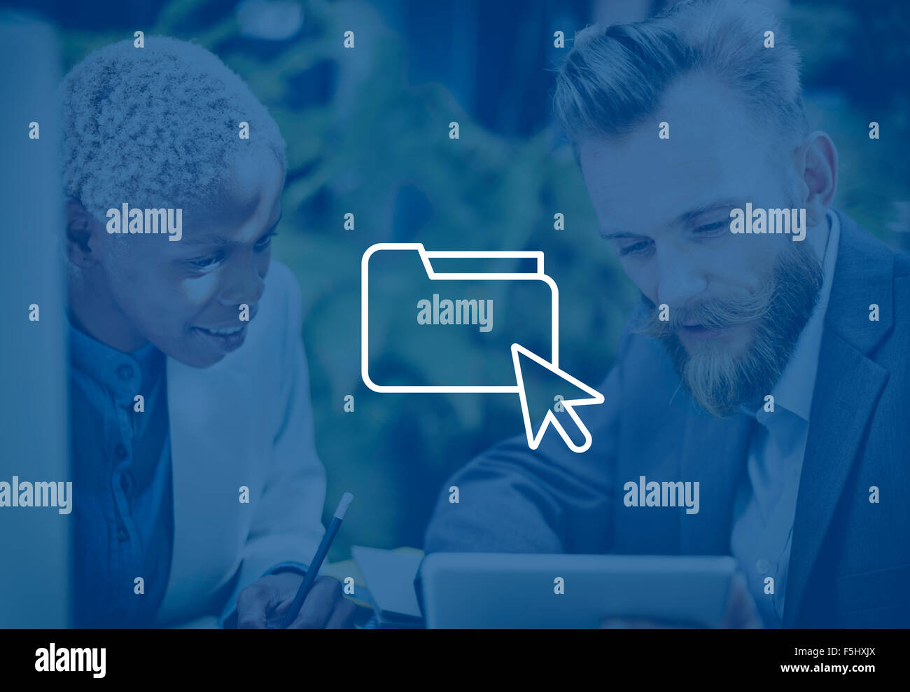 Cursor Pointing Click Folder Icon Concept Stock Photo - Alamy