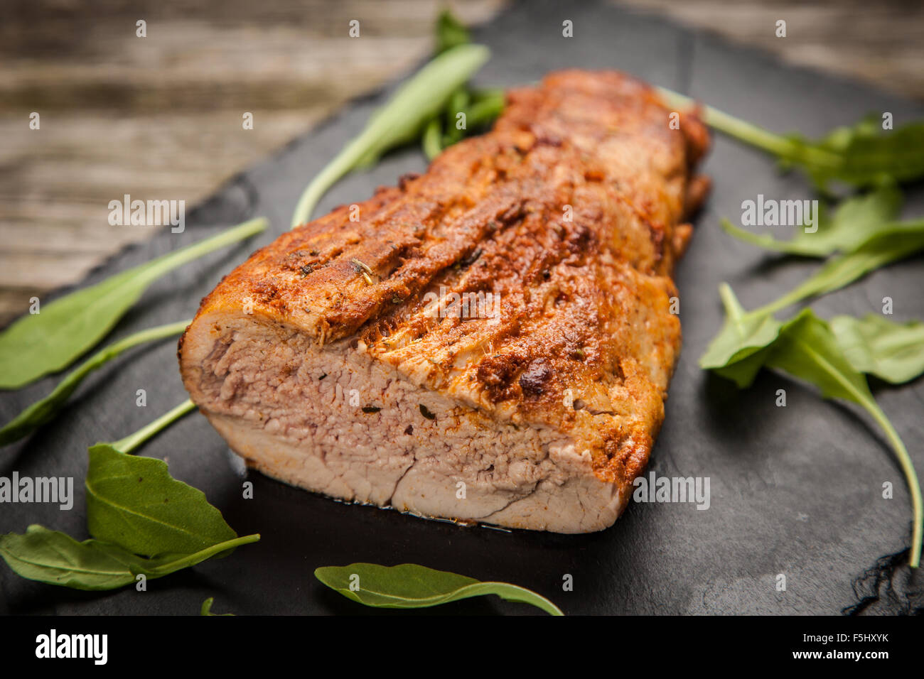 Delicious baked pork Stock Photo - Alamy