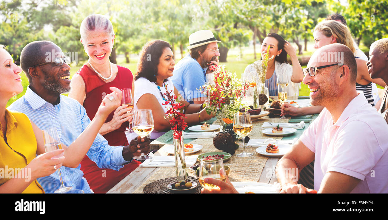 Diverse Neighbors Drinking Party Yard Concept Stock Photo - Alamy