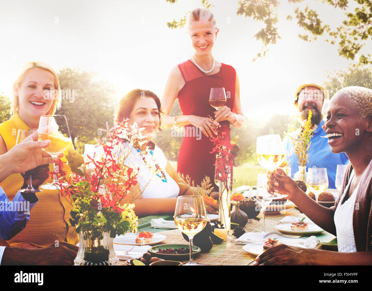 Diverse Neighbors Drinking Party Yard Concept Stock Photo - Alamy