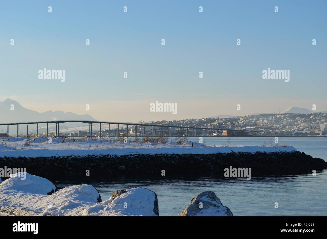 tromso city island bridge and island in sunny wintertime Stock Photo ...