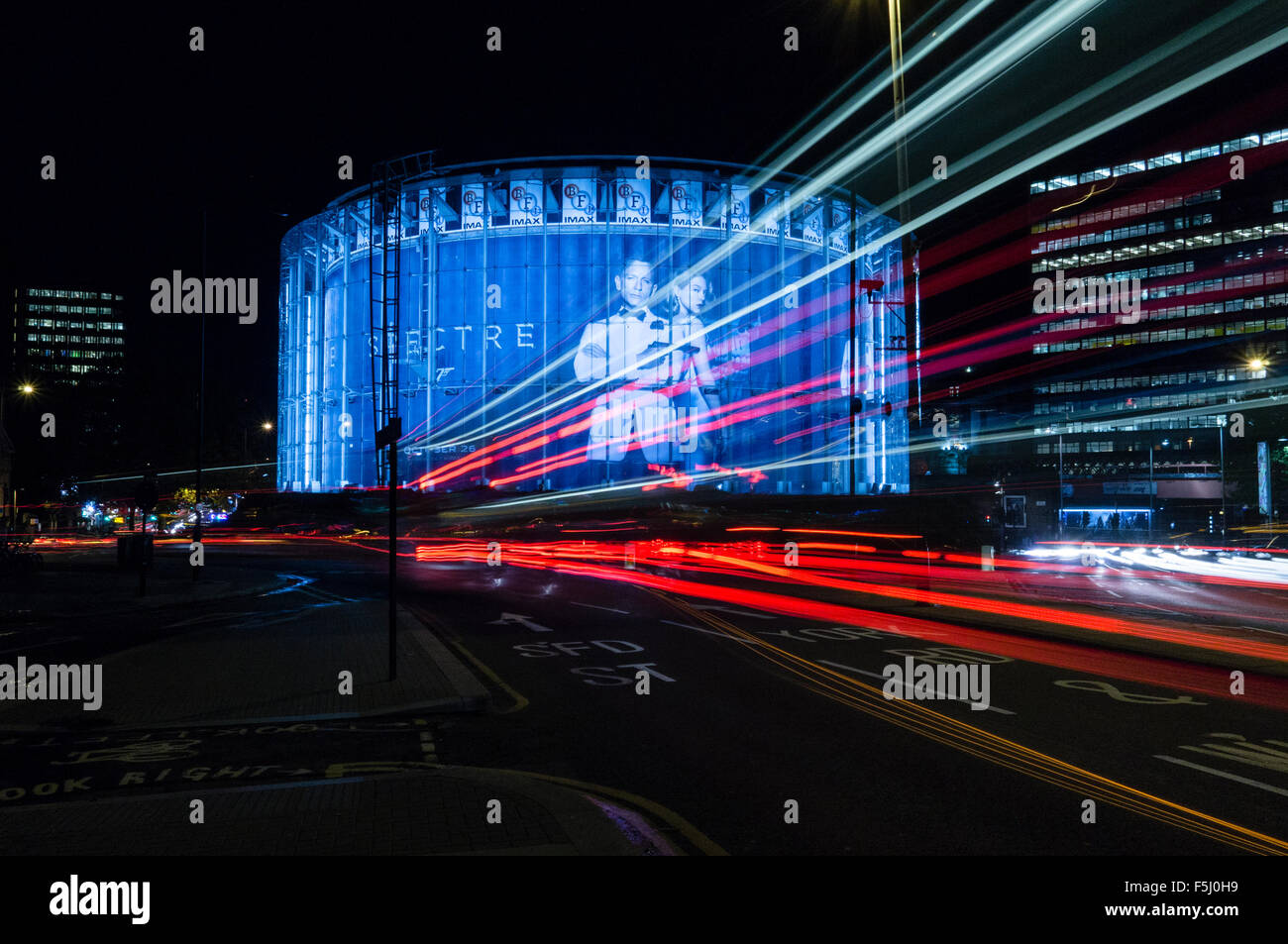 Light Trail, BFI IMAX cinema, Waterloo, London, UK Stock Photo - Alamy