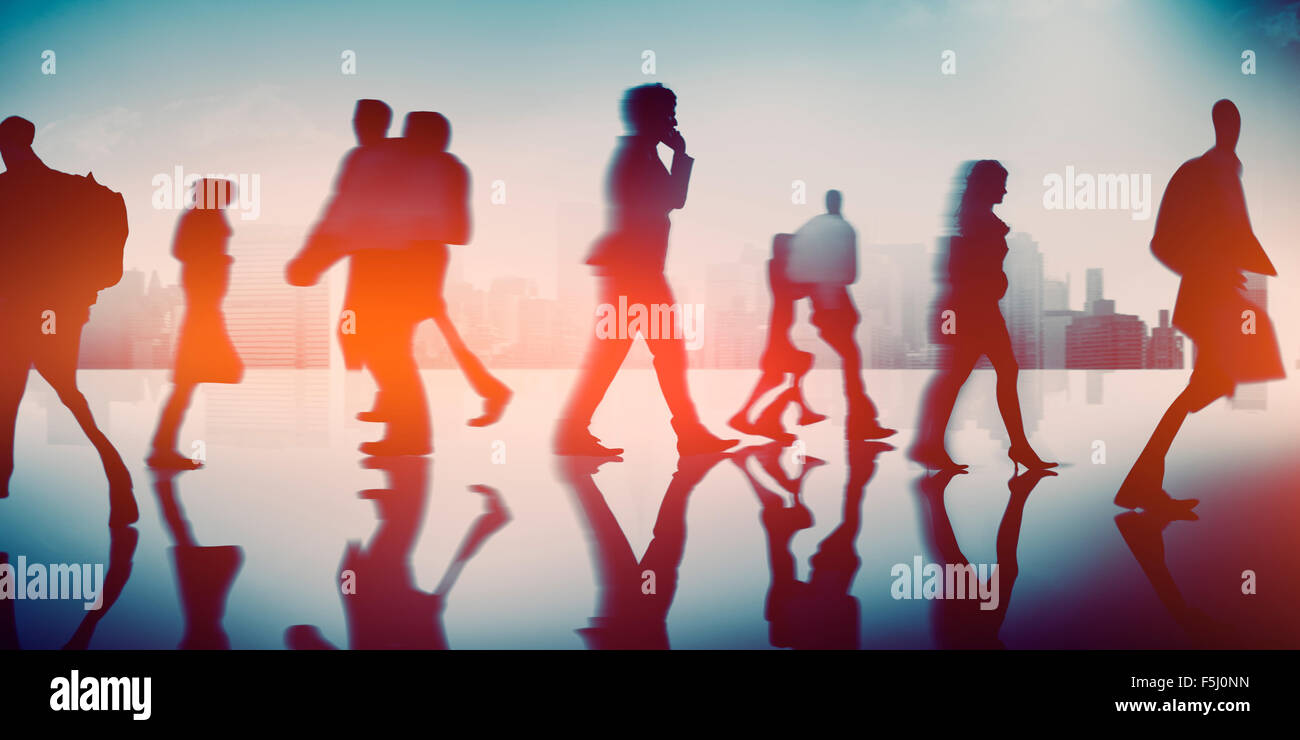 Business People Rush Hour Walking Commuting City Concept Stock Photo ...