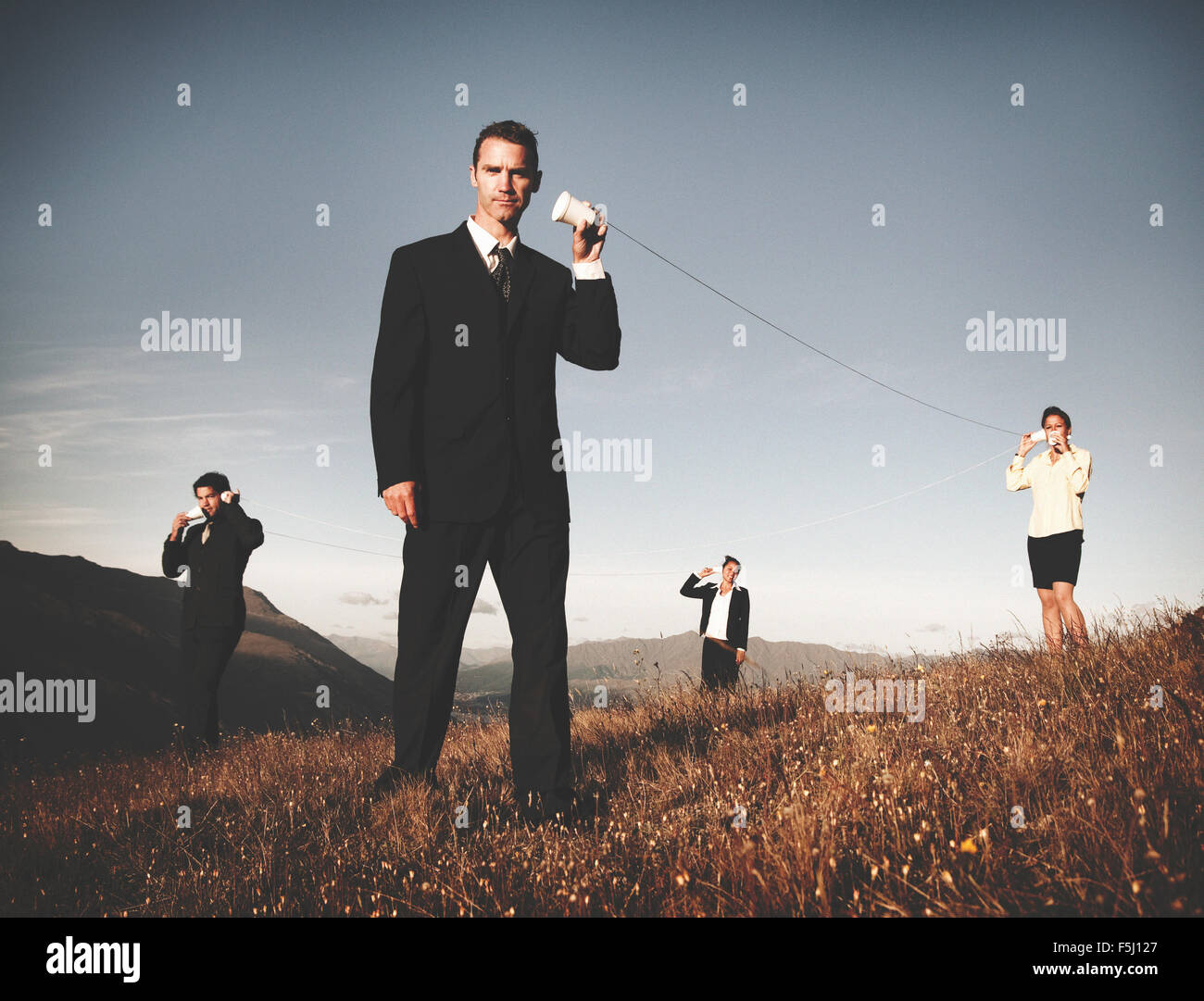 Business People Connection Can Phone Networking Concept Stock Photo - Alamy
