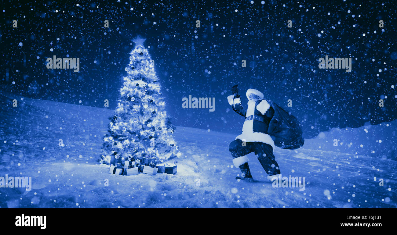 Santa Claus Night Christmas Season Snowing Concept Stock Photo - Alamy