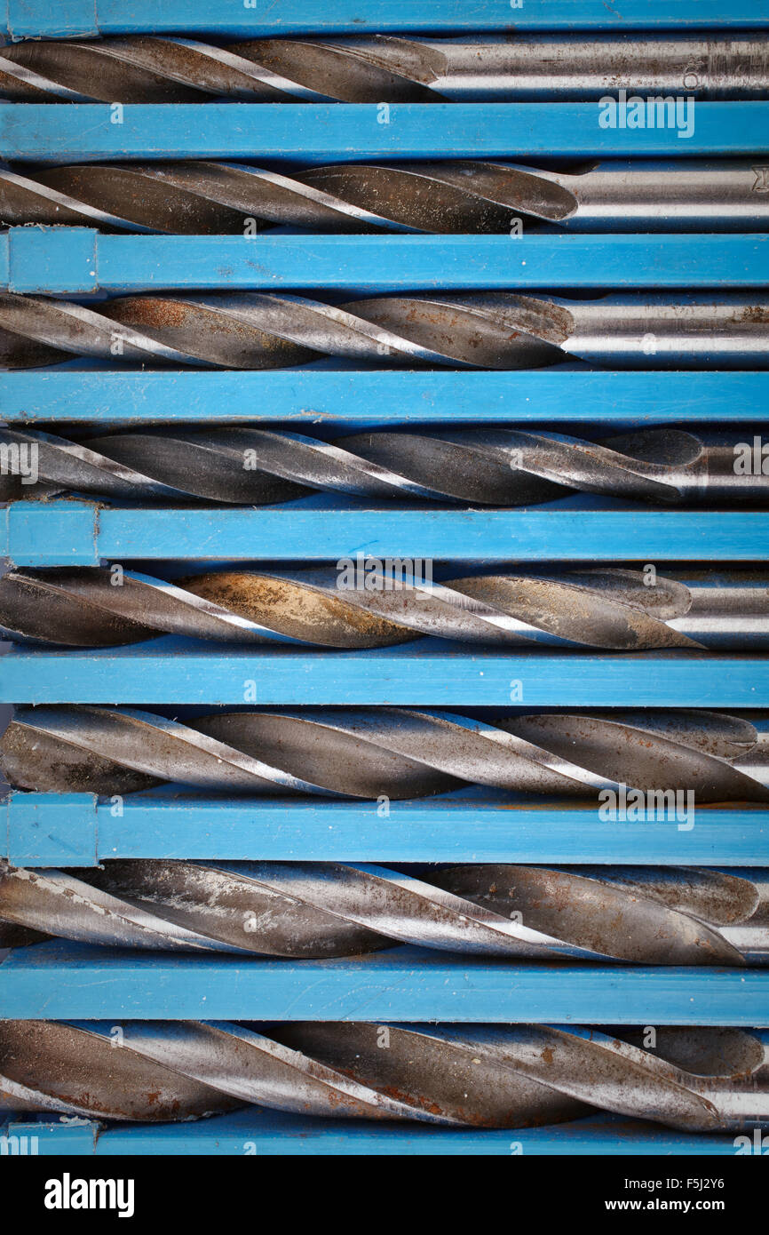 Drill bit set in box Stock Photo - Alamy