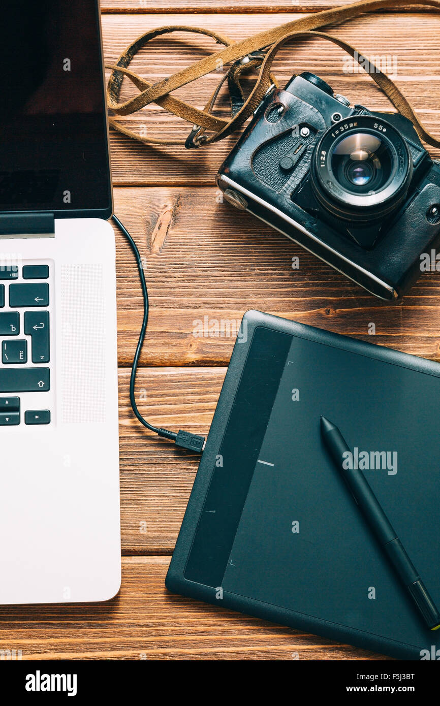 Work space for photographer Stock Photo - Alamy