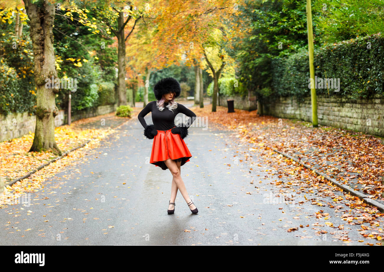 Model, Female, Bokeh, Red, Autumn, Fashion, Fur, Hat , Cloths, soft ...