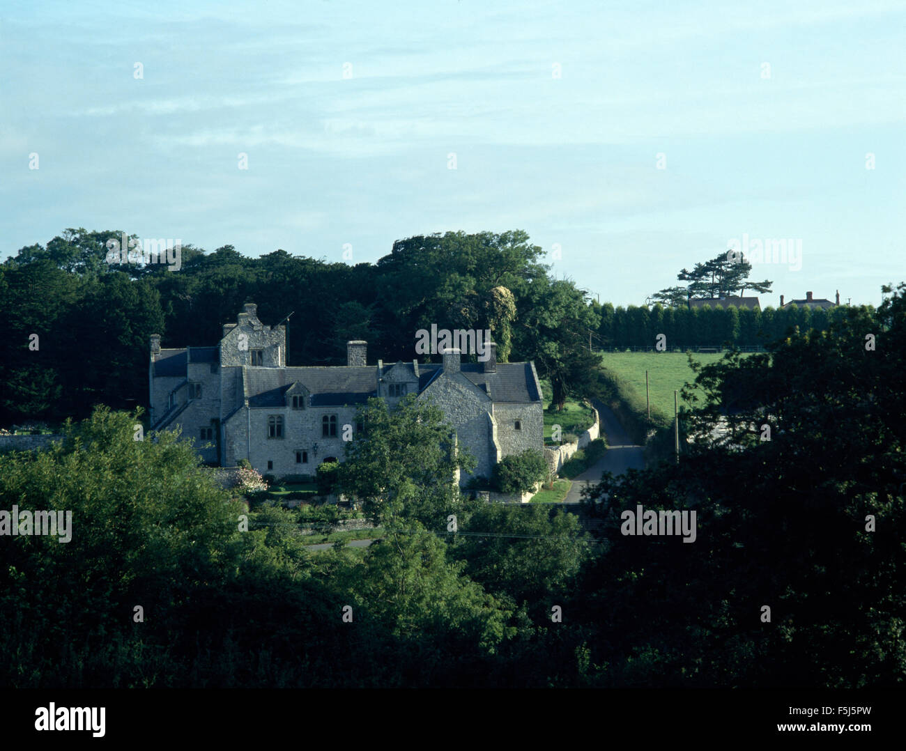 Exterior of a medieval, fortified stone house in Wales Stock Photo - Alamy