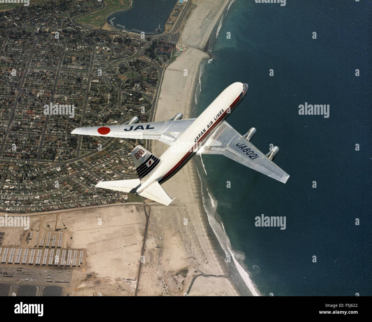 The Convair 880, registration 01 00093544, is pictured in flight with Japan Airlines (JAL) on ...