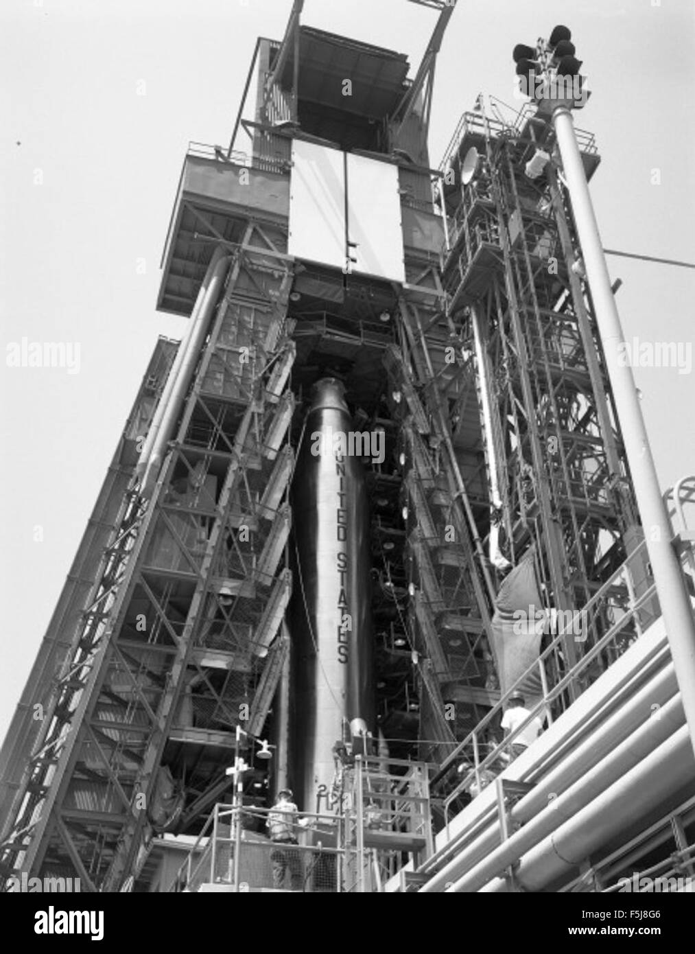 This image depicts the Atlas missile system in a key phase of ...