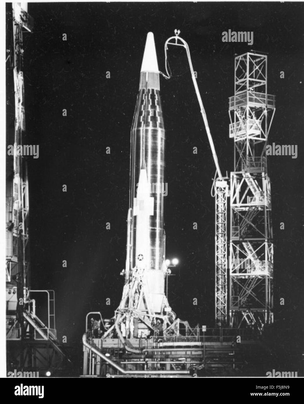 This image depicts an Atlas missile launch, capturing key moments in ...