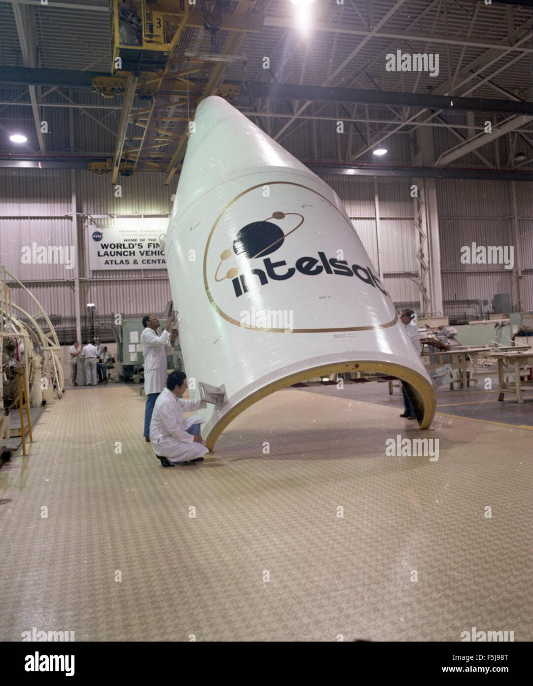 A detailed photograph of the Atlas Intelsat communication satellite ...