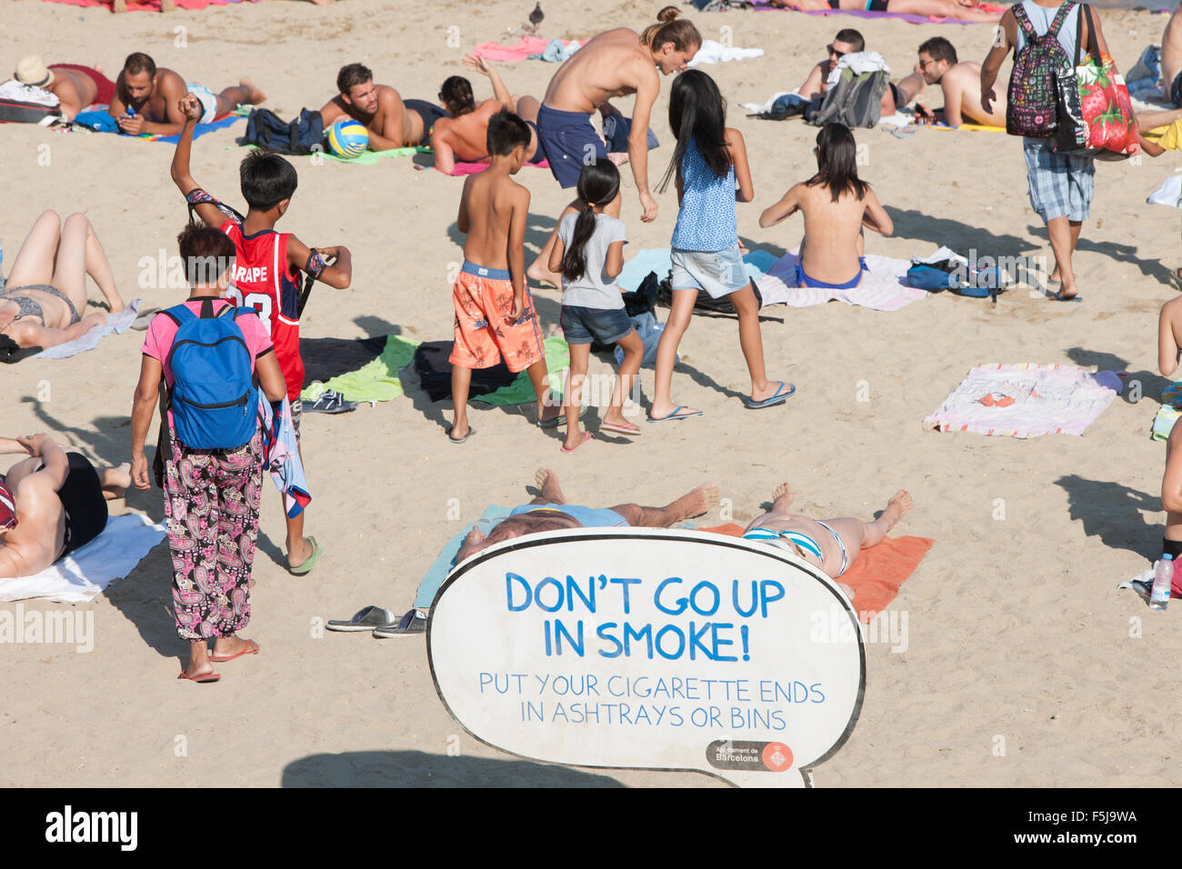 Warning of sunburn,using suncream,UV, dangers,not sleeping on beach at ...