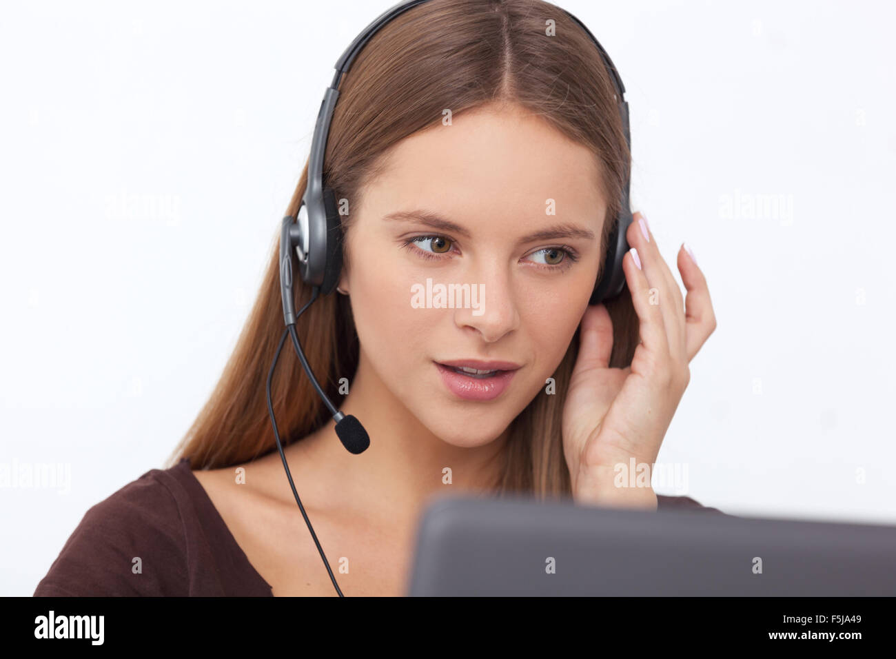 Beautiful customer support girl hi-res stock photography and images - Alamy